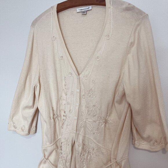 Coldwater Creek | Sweaters | Coldwater Creek Cream Tie Waist Cardigan ...